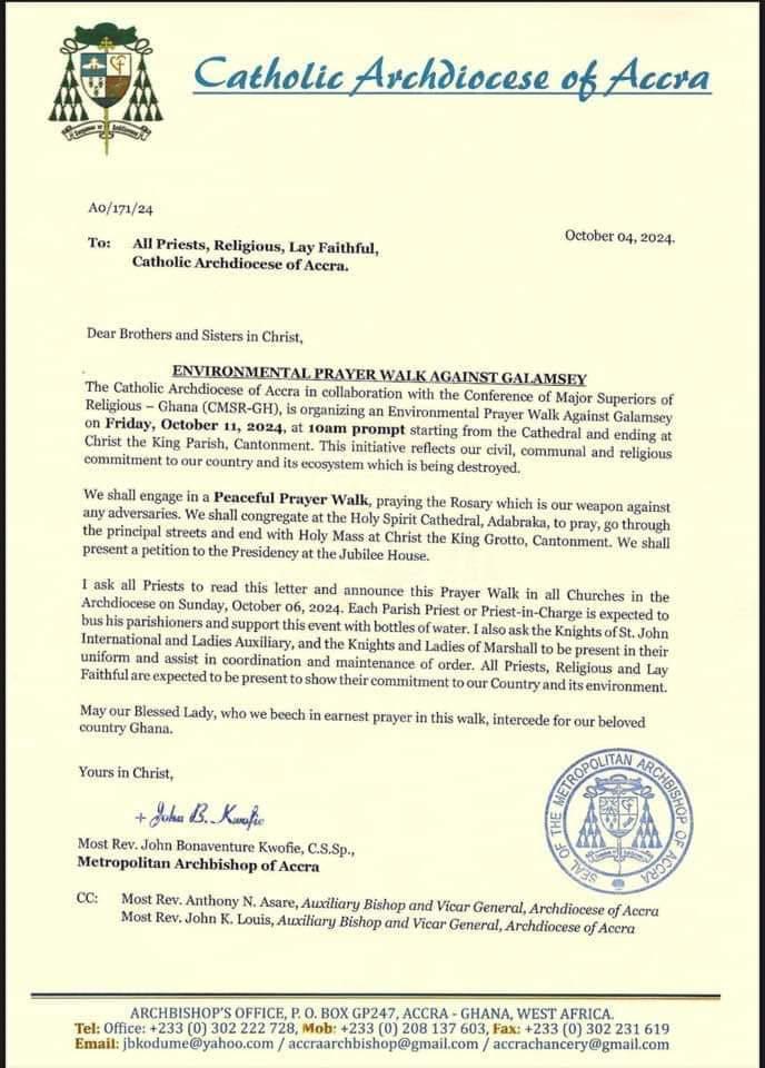 Environmental Prayer Walk against Galamsey - Catholic Archdiocese of Accra